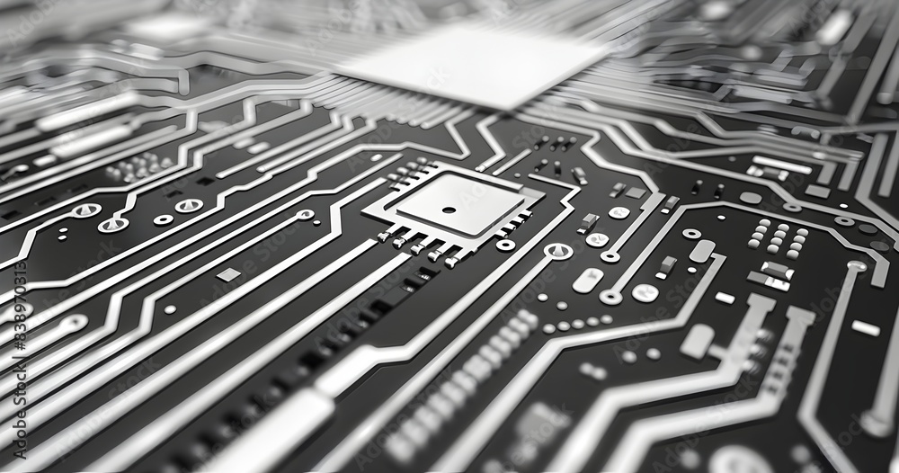 Circuit board vector background with grey and white colors, tech ...