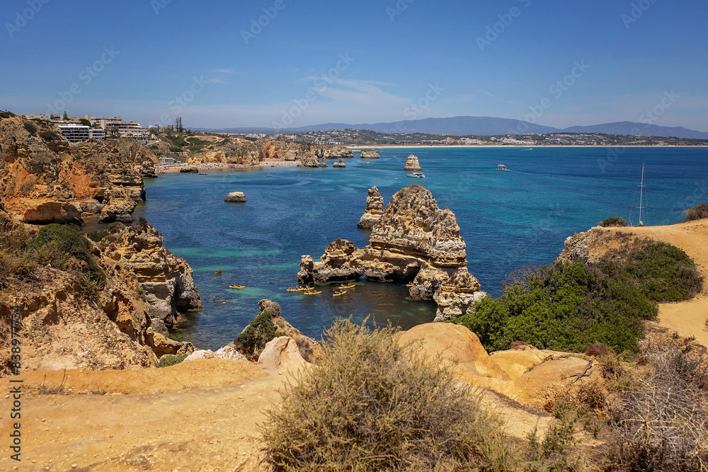 Children, enjoying Benagil, Portugal. Benagil Cave inside Algar de ...