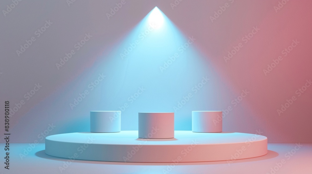 3D cartoon of a minimalist innovative product showcase, concept of ...