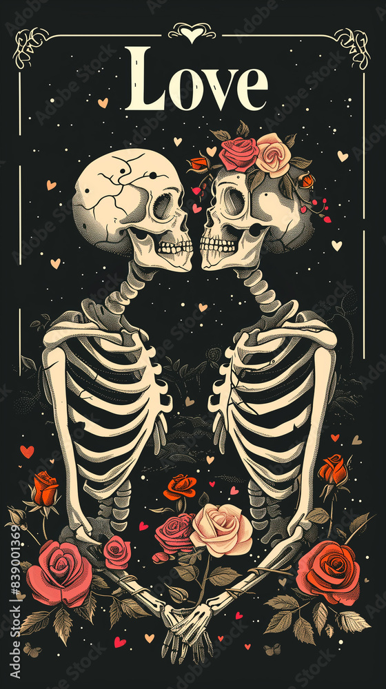 Love until death do us part valentine tarot card style poster with ...