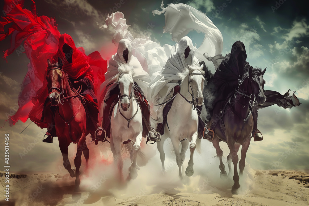Four Horsemen of Apocalypse on Desert Stock Photo | Adobe Stock