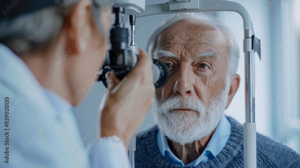 The elderly man eye test Stock Photo | Adobe Stock