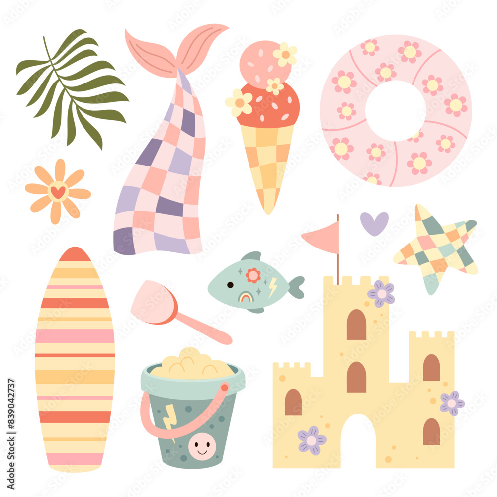 Retro summer clipart. Groovy summer vibes clipart. Hello summer clip ...