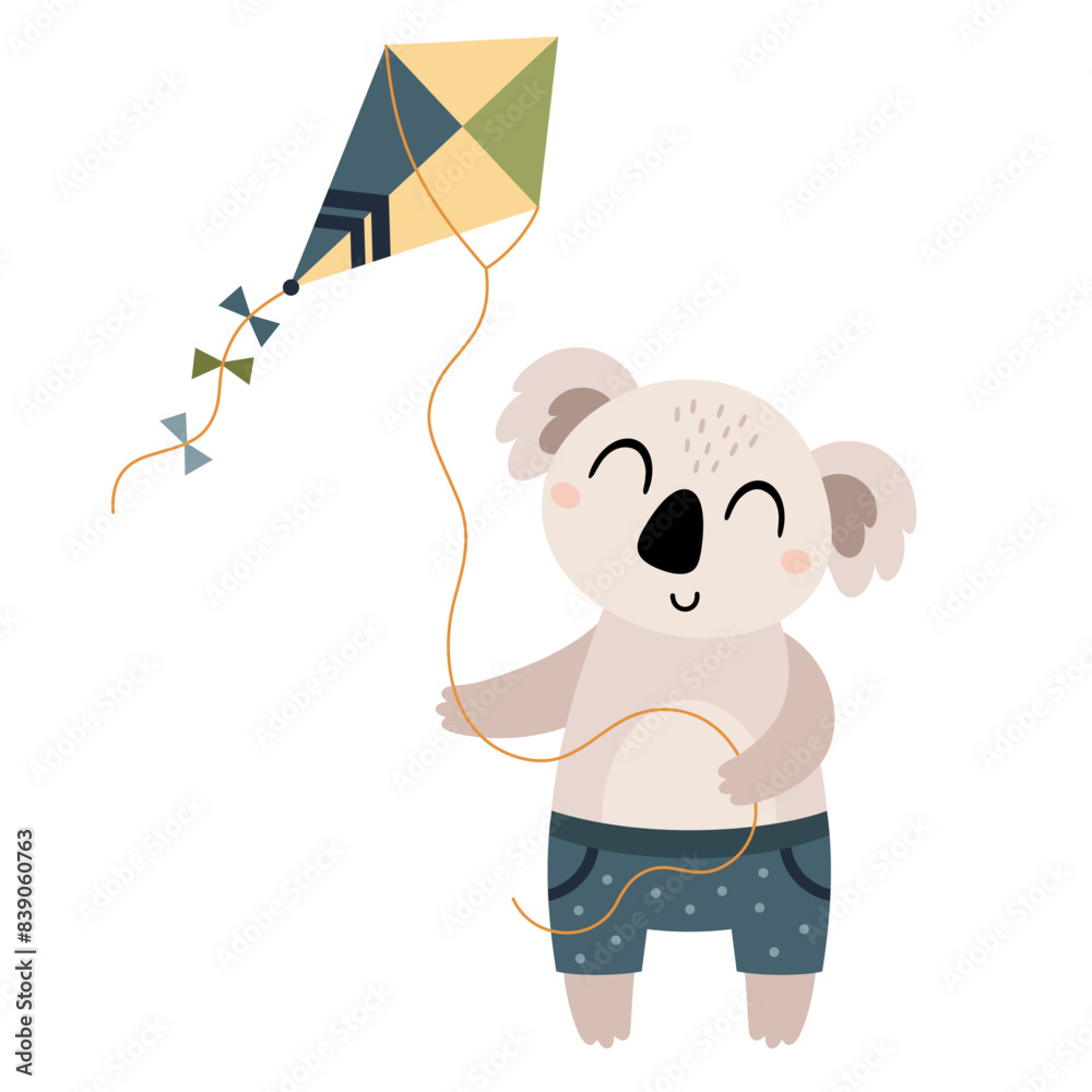 Cute koala clipart. Summer animal clipart in cartoon flat style. Summer ...