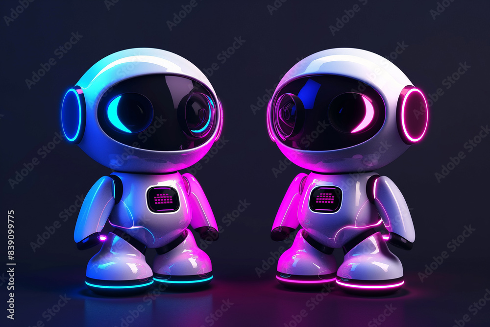 AI technology posters featuring a cute robot character. These posters ...