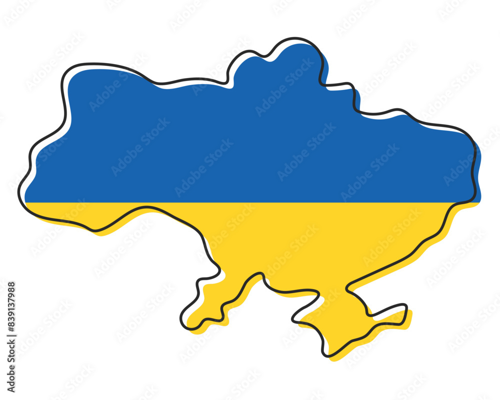 Vector illustration. Ukraine map outline. Stock Vector | Adobe Stock