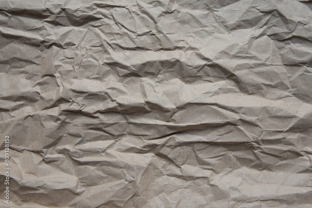 Wrinkled or crumpled brown packing paper background. Creased wrapping ...