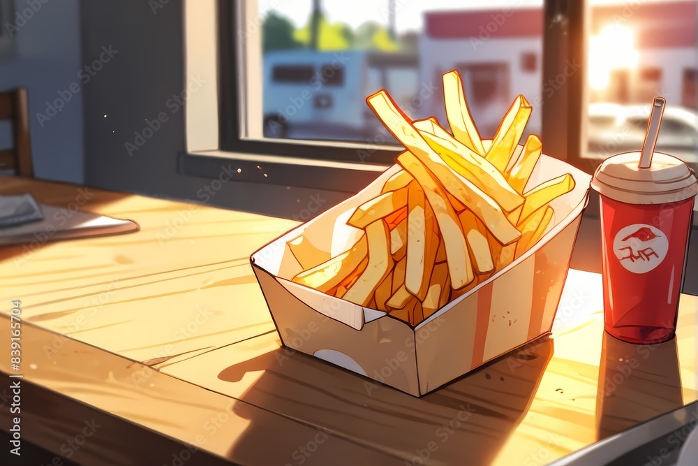 French fries Anime style illustration, flat vector illustration, anime ...