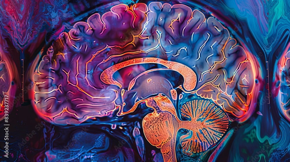 Realistic photo of detailed MRI scan results, focusing on cross ...