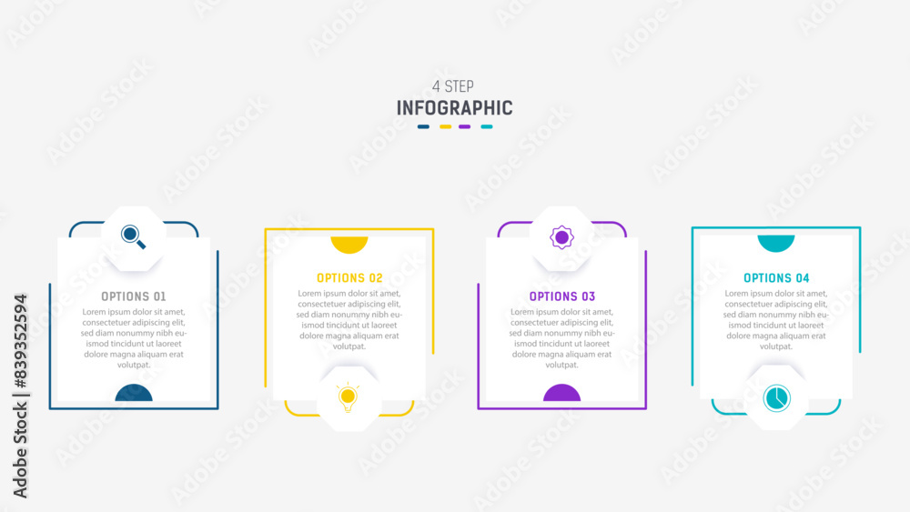Three Step Infographic label design Vector template with line icons ...