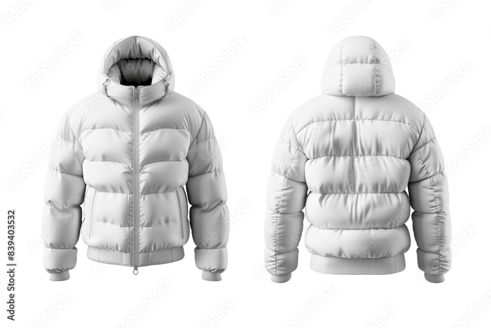 White jacket puffer on a transparent background, Mock up Stock Photo ...