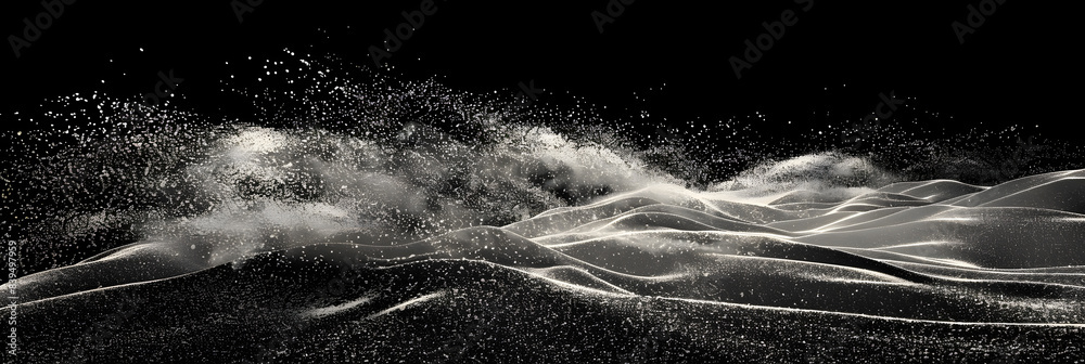 Sand dust powder splash. Flowing grit speckles and particles wavy ...