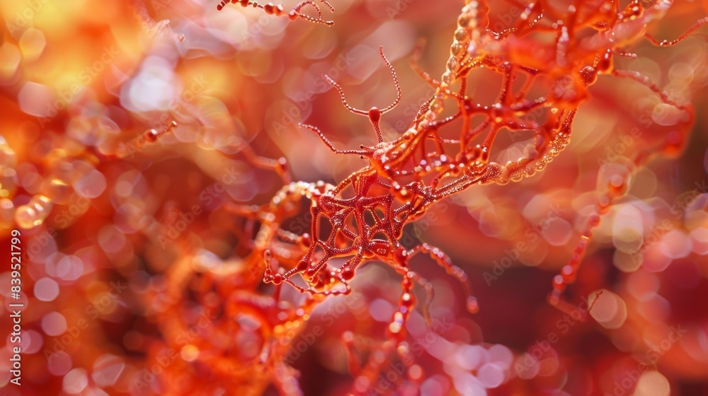 A detailed view of the inner workings of a red cell with its intricate ...