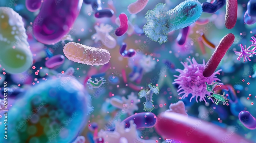 The diverse microbial flora found in the human intestine including ...