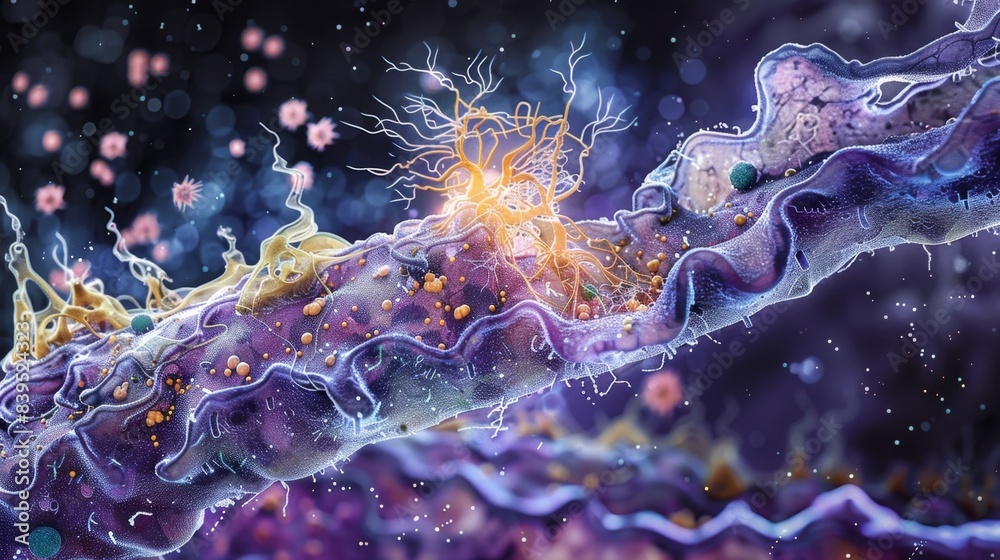 A crosssection of the synaptic cleft revealing the fluidfilled space ...