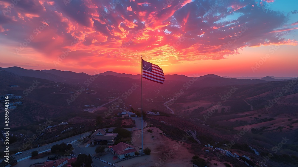 stunning Memorial Day scene American flag illuminated dronemounted ...