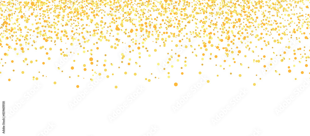 Golden glitter dust particles confetti on transparent background ...