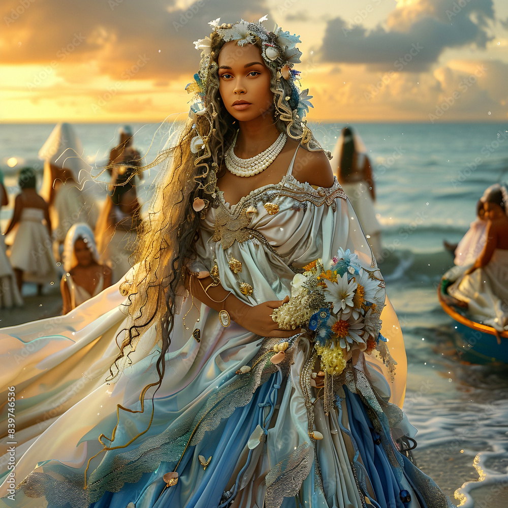 Hyper-Realistic Portrait of Iemanjá: Brazilian Sea Umbanda Goddess in ...