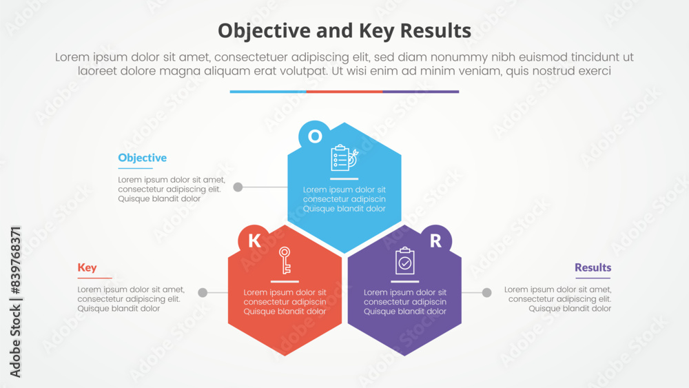 OKR objectives and key results framework infographic concept for slide ...