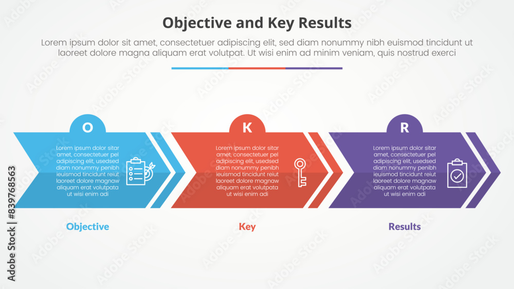 OKR objectives and key results framework infographic concept for slide ...