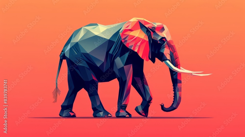 Elephant matriarch flat design side view leadership cartoon drawing ...