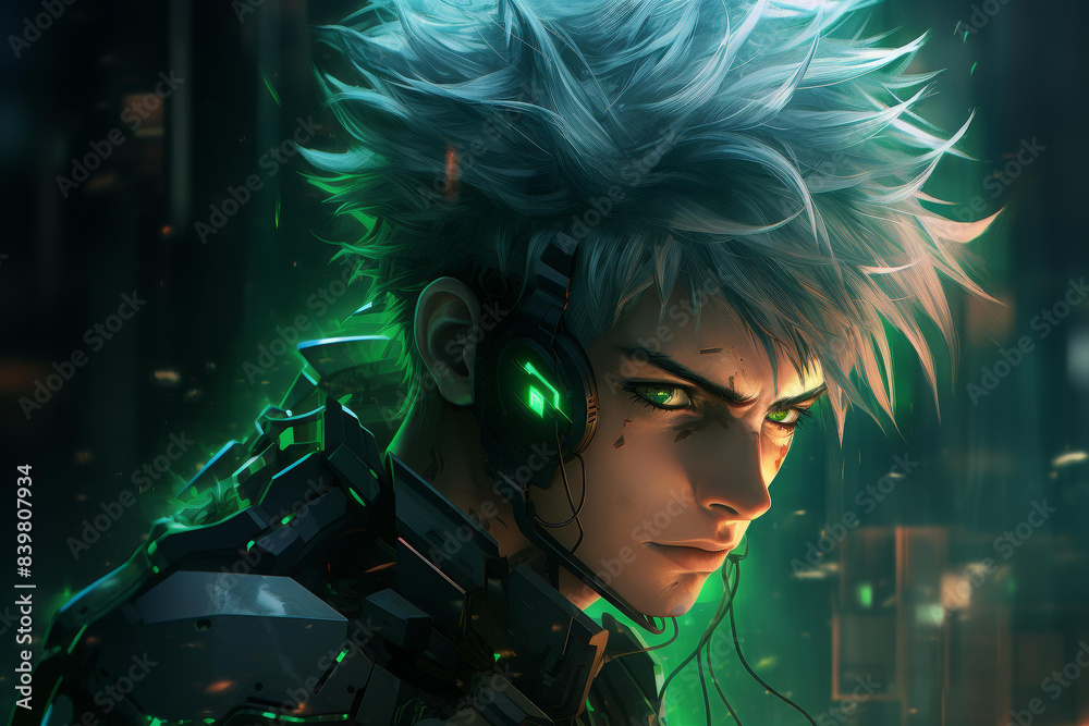Dive into the world of anime with a character sporting striking green ...