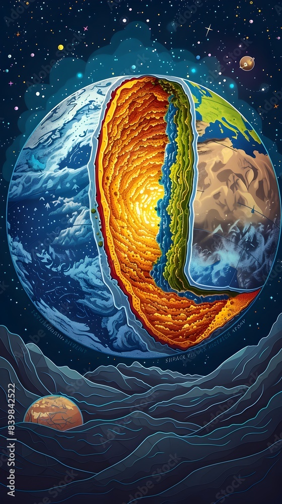 Detailed Cutaway Cross Section of the Earth s Internal Structure and ...
