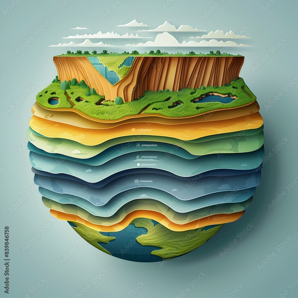 Detailed Infographic Cross Section of the Earth s Layers and Geological ...