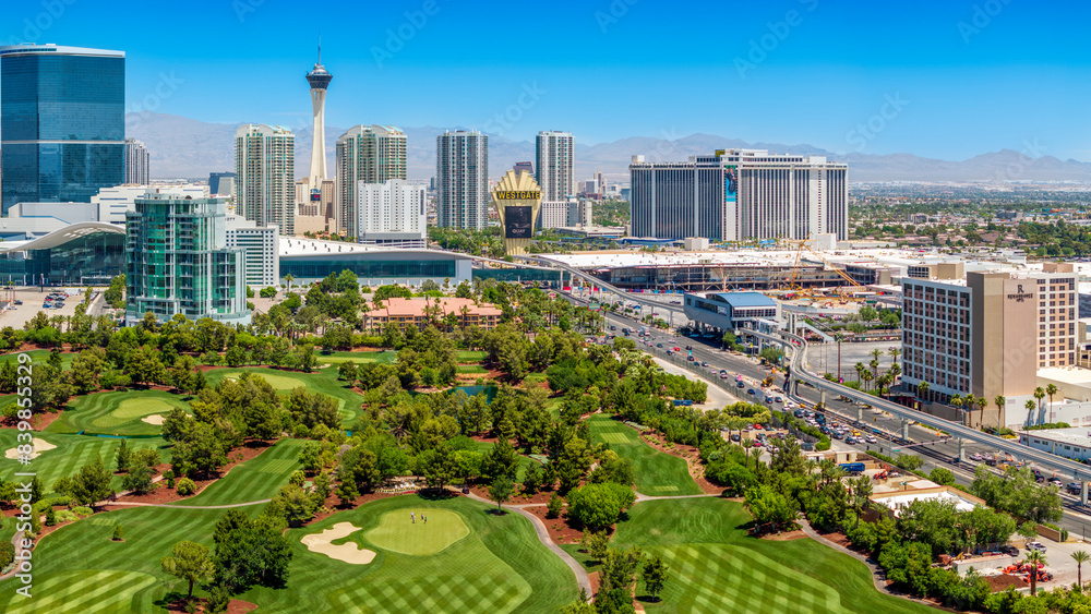 Las Vegas, Nevada USA - May 24 2024: Aerial view looking north east ...