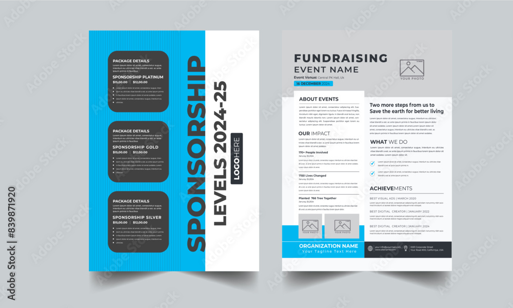 Nonprofit Event Sponsorship Levels Fundraising Flyers 2 style design ...