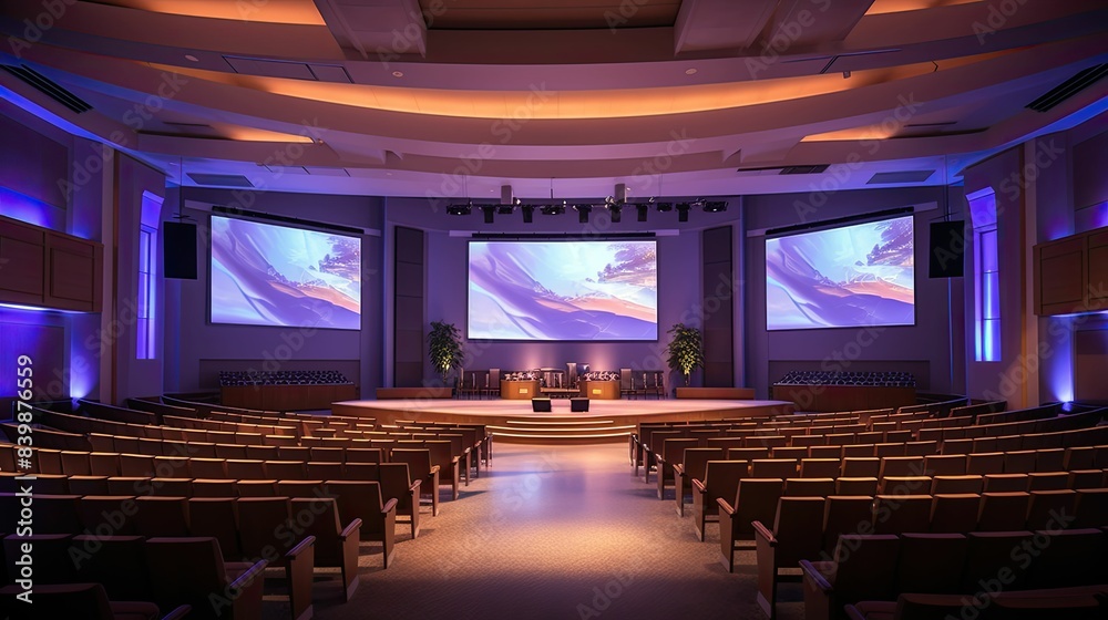 screens modern church interior Stock Photo | Adobe Stock