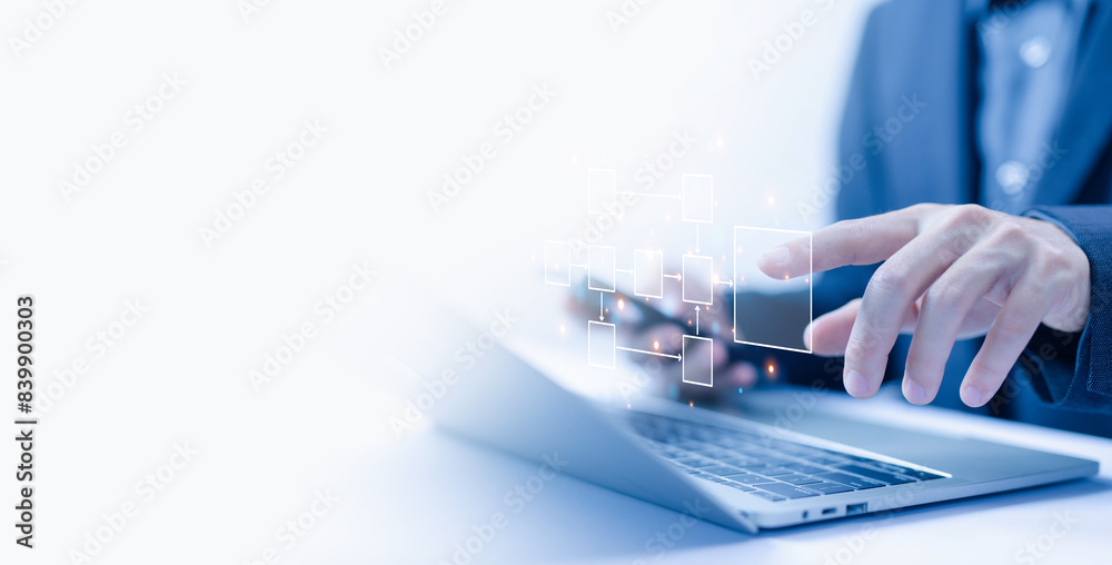 Design Workflow Automation With Flowcharts In Computer Laptop Diagram Algorithm Flow Model