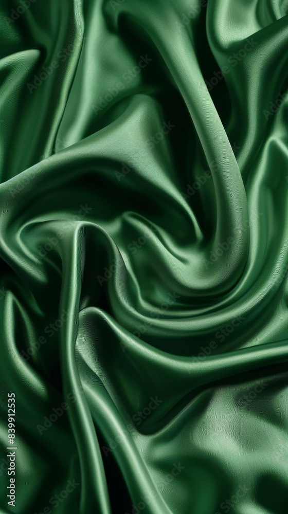 Luxurious Green Silk Fabric Folded Background for Posters, Banners, and ...