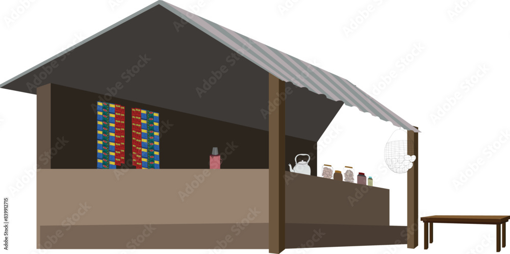 Indian village tea stall design. Tea stall vector illustration isolated ...