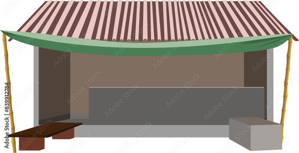 Indian Village tea stall empty shop isolated clipart vector for cartoon ...