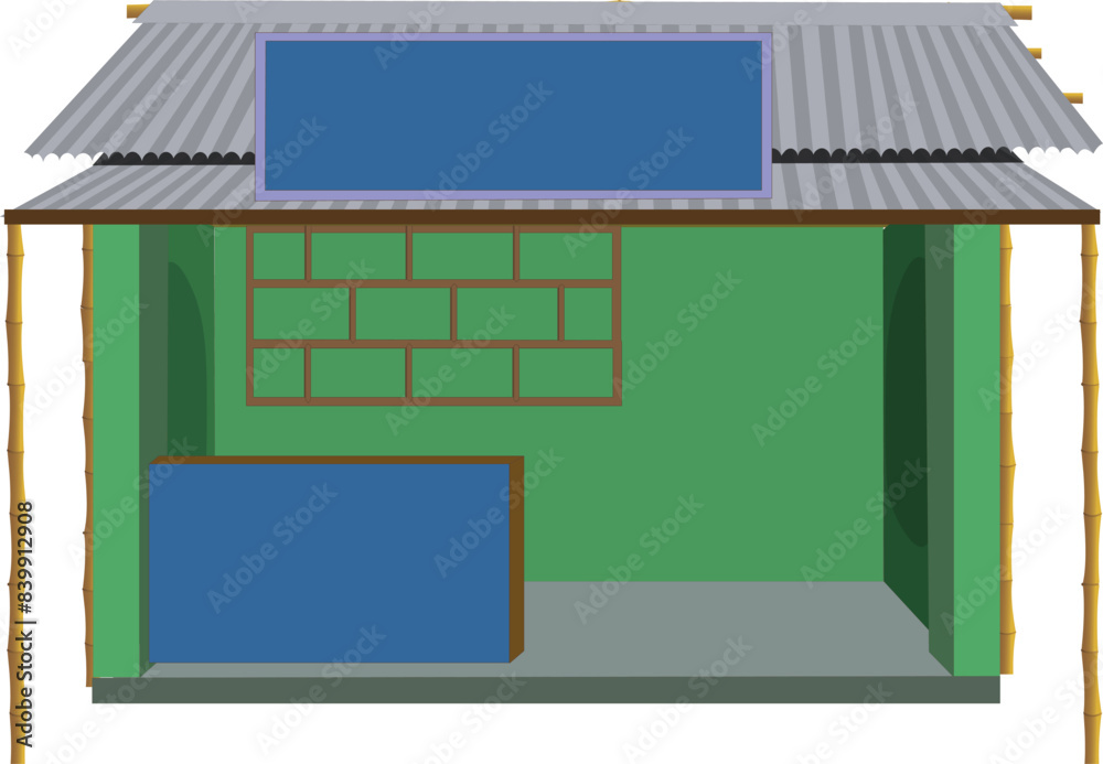 Vector de Stock Indian village empty shop design isolated illustration ...