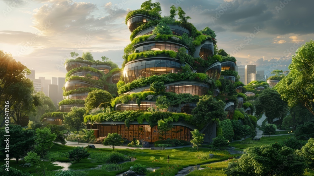 Sustainable urban planning with green spaces, creating livable cities for a sustainable future ...