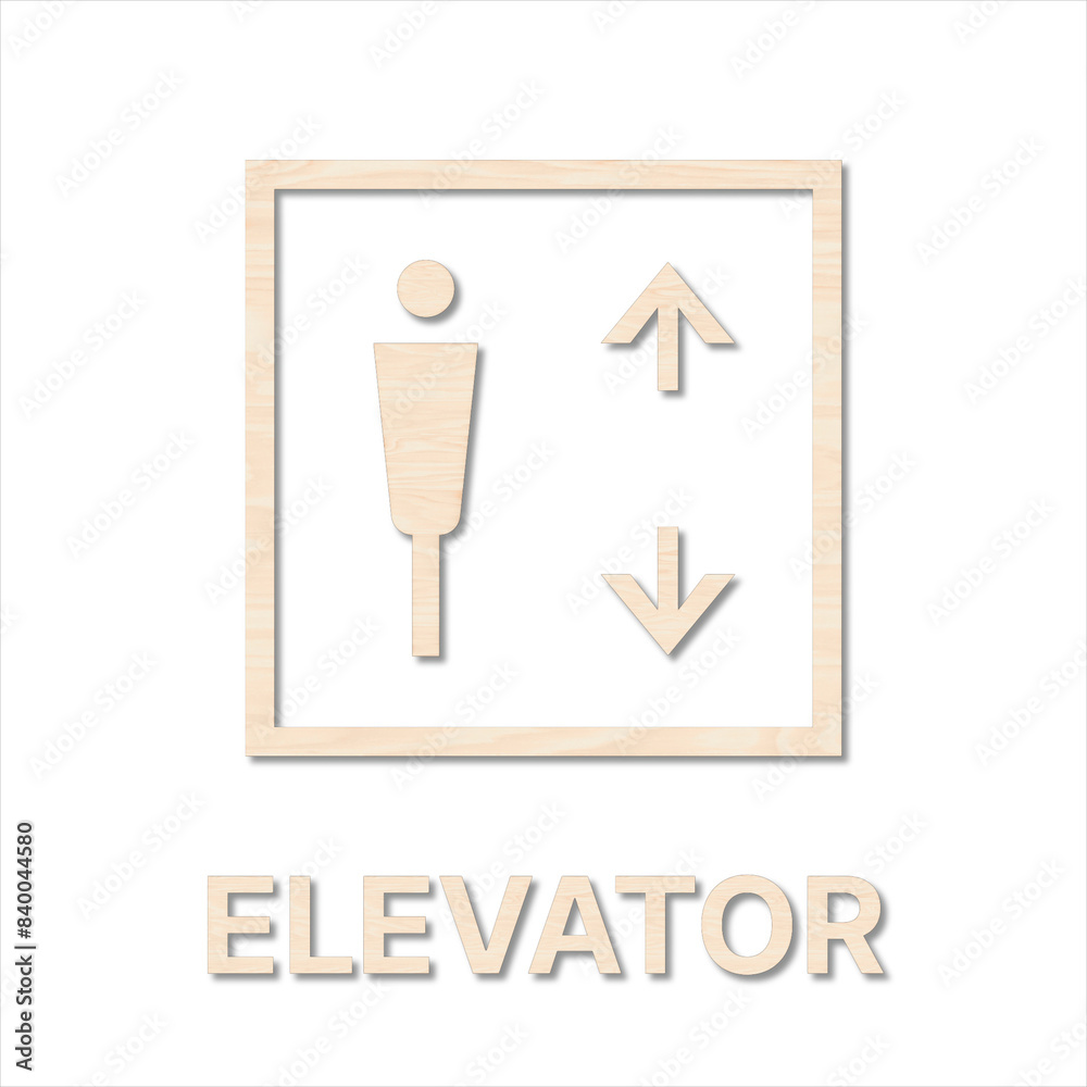 Wood textured printable PNG sign for elevator. lift pictogram. Public ...