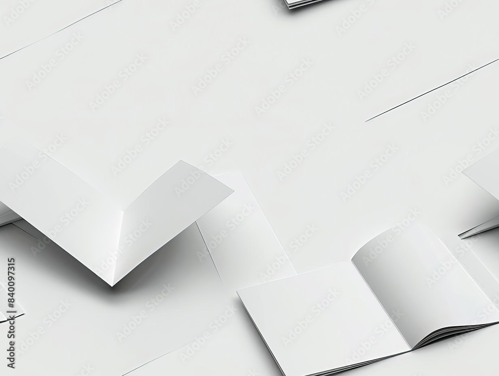5 Blank A3 half-fold brochure, angled view showing front and back ...