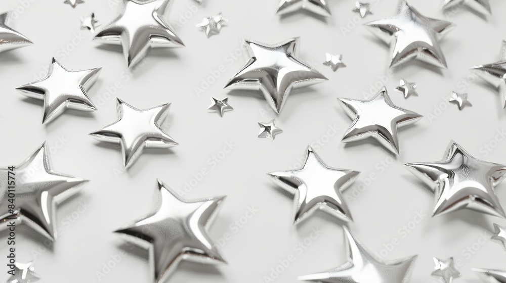 Stunning 3D chrome stars isolated on a white background. Renders ...