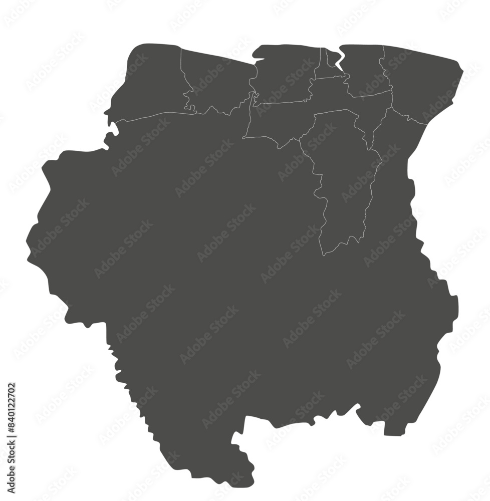 Vector blank map of Suriname with districts and administrative ...