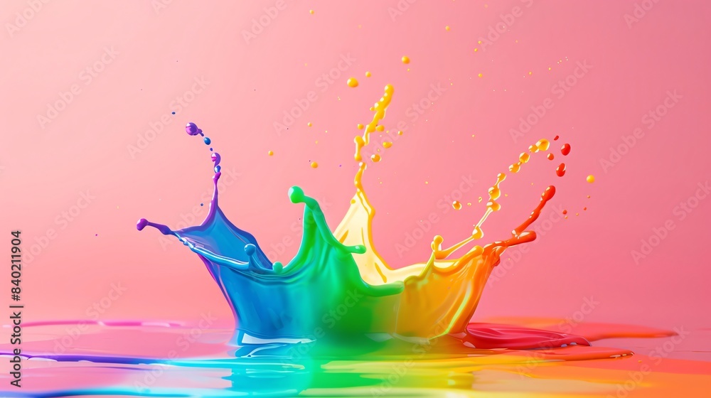 Rainbow liquid splashing in Surface Roughness, negative space, isolated ...