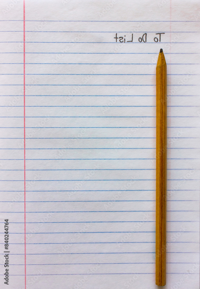 Full screen white page with a pencil on it and a reverse hand written ...