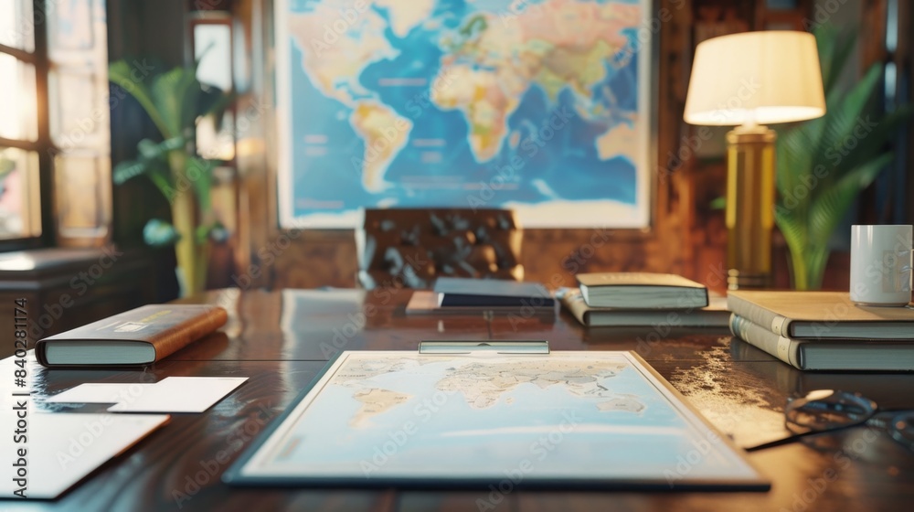 Global Wanderlust A Luxurious Travel Advisor's Office with Exotic ...