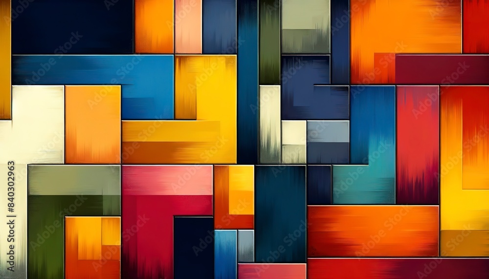 Color blocks flat design front view, modern abstract theme, oil ...
