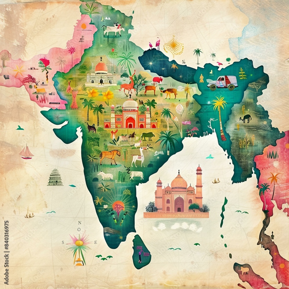 Playful Map with Animals and Landmarks: A Creative and Whimsical ...