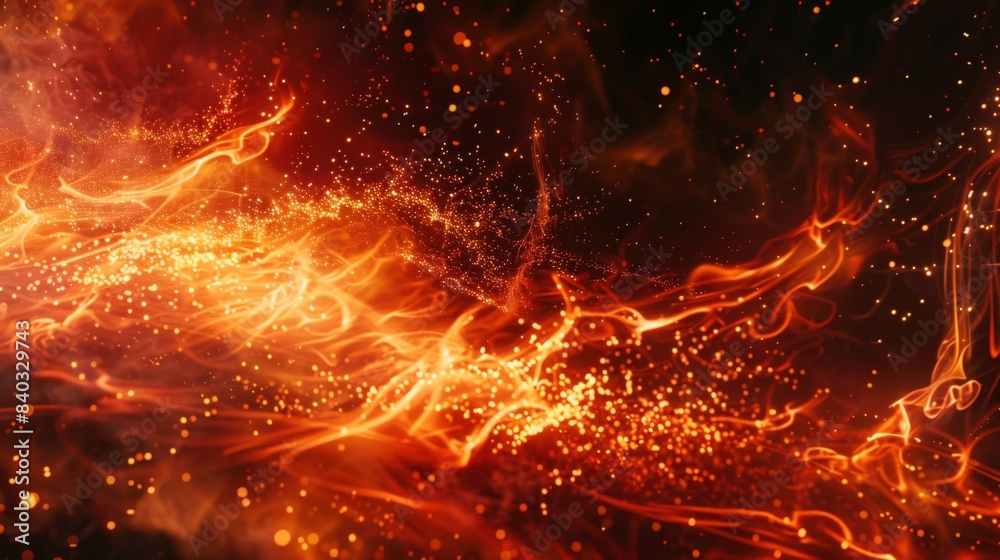 Fire flames on Abstract art black background, Burning red hot sparks ...