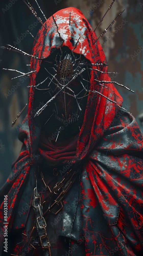 Intense Brooding Portrait of Detailed Gothic Cult Member Shrouded in ...