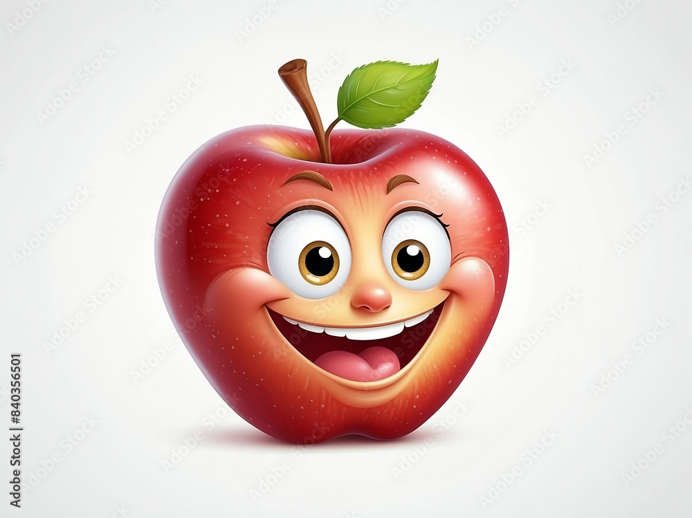 smiling apple cartoon clipart on plain white background Stock ...