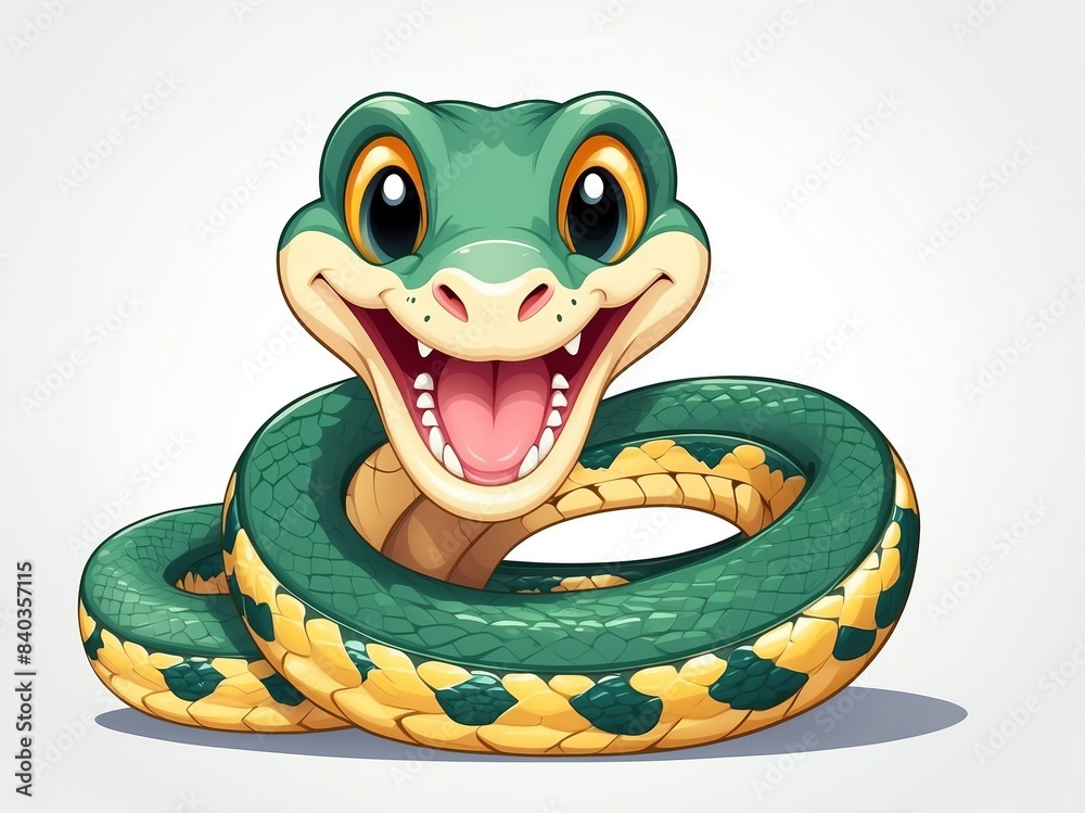 smiling cute snake cartoon clipart on plain white background Stock ...